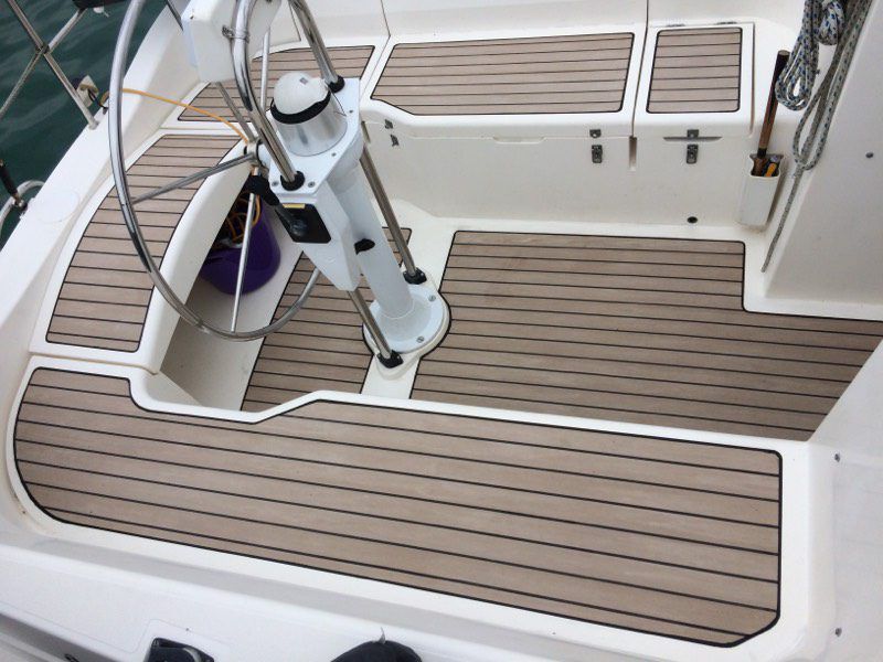 Synthetic teak boat decking - Twin - Deckfab - non-slip / PVC / custom-made