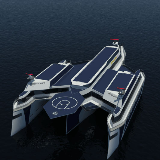 Trimaran oceanographic research ship - Poduhvat - hybrid