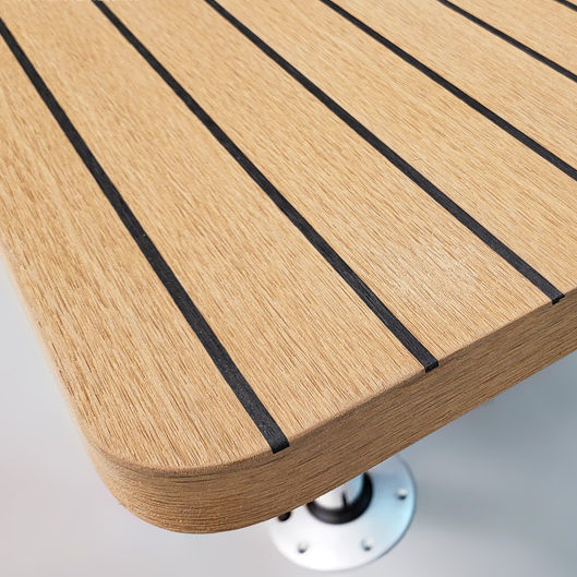 Boat table - ISOTEAK - adjustable / teak / colorless