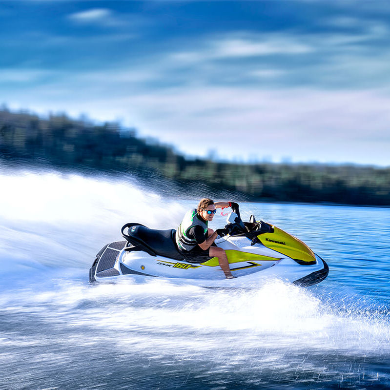 Seated jet-ski - STX®160 - Kawasaki - three-seater / 160 hp / electric