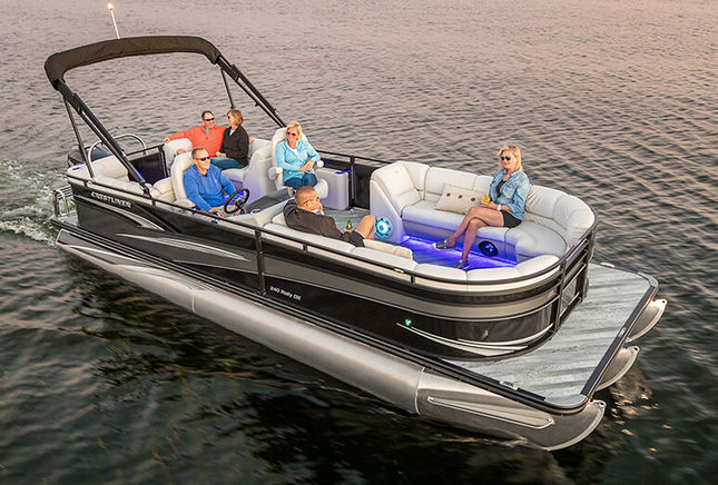 Outboard pontoon boat - 240 RALLY DX - Crestliner - tri-tube / ski ...