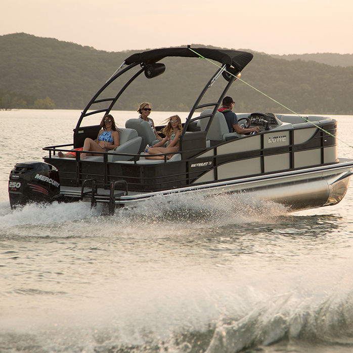 Outboard pontoon boat - Retreat 230 RFL - Lowe - tri-tube / open / ski