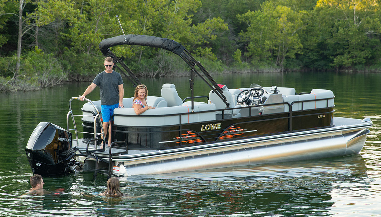 Outboard pontoon boat - SS250 Ext Walk Thru - Lowe - tri-tube / open / dive