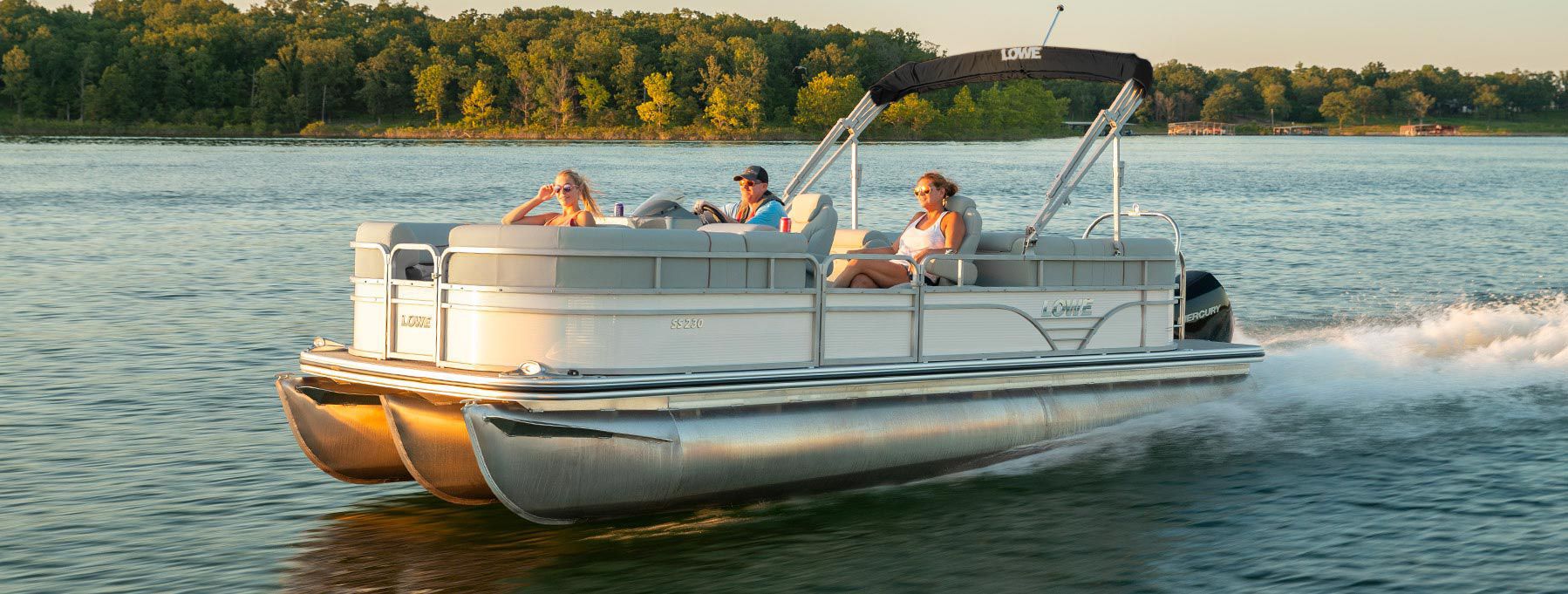 Outboard pontoon boat - SS230 Walk Thru - Lowe - tri-tube / open / sport