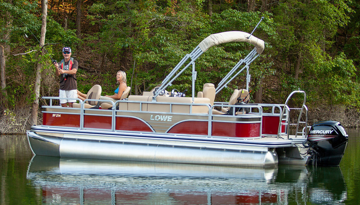 Outboard pontoon boat - SF214 V - Lowe - tri-tube / open / side console