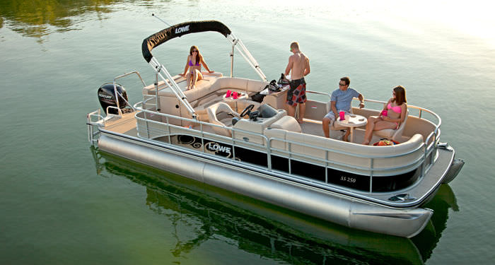 Outboard pontoon boat - SS250 - Lowe - tri-tube / open / wakeboard