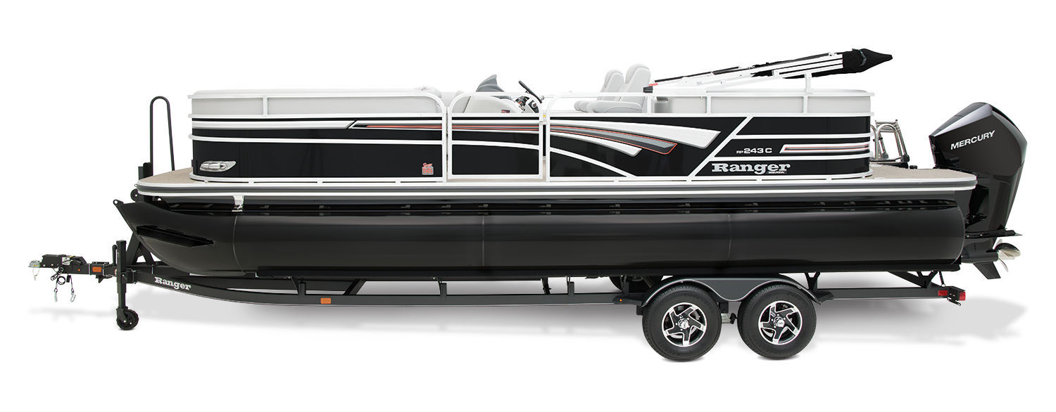 Outboard pontoon boat 243C Ranger Boats open side console sport fishing
