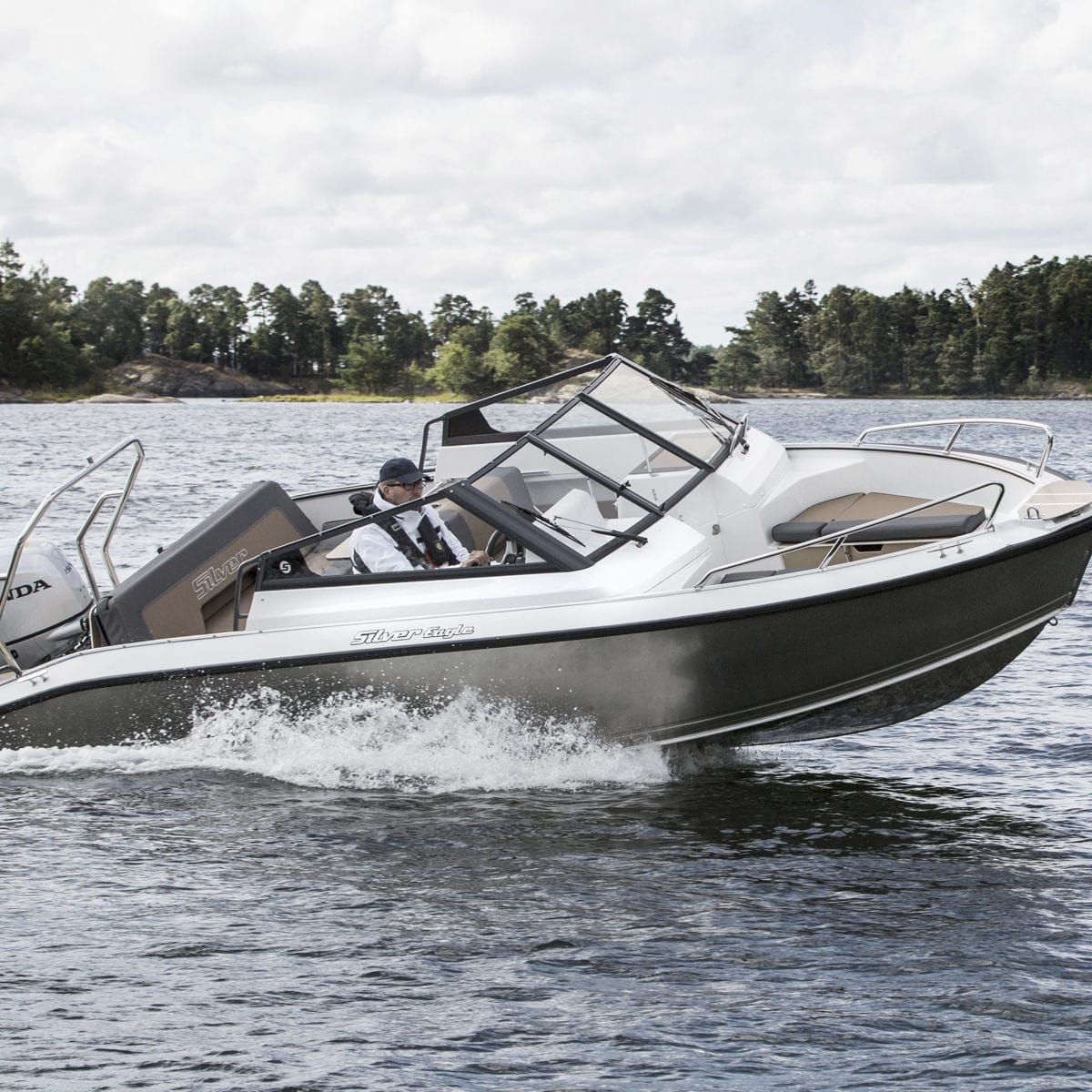 Outboard runabout - EAGLE BR - Silver - dual-console / bowrider / open