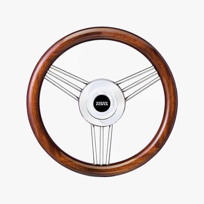 Stainless steel power boat steering wheel - Volvo Penta - leather ...