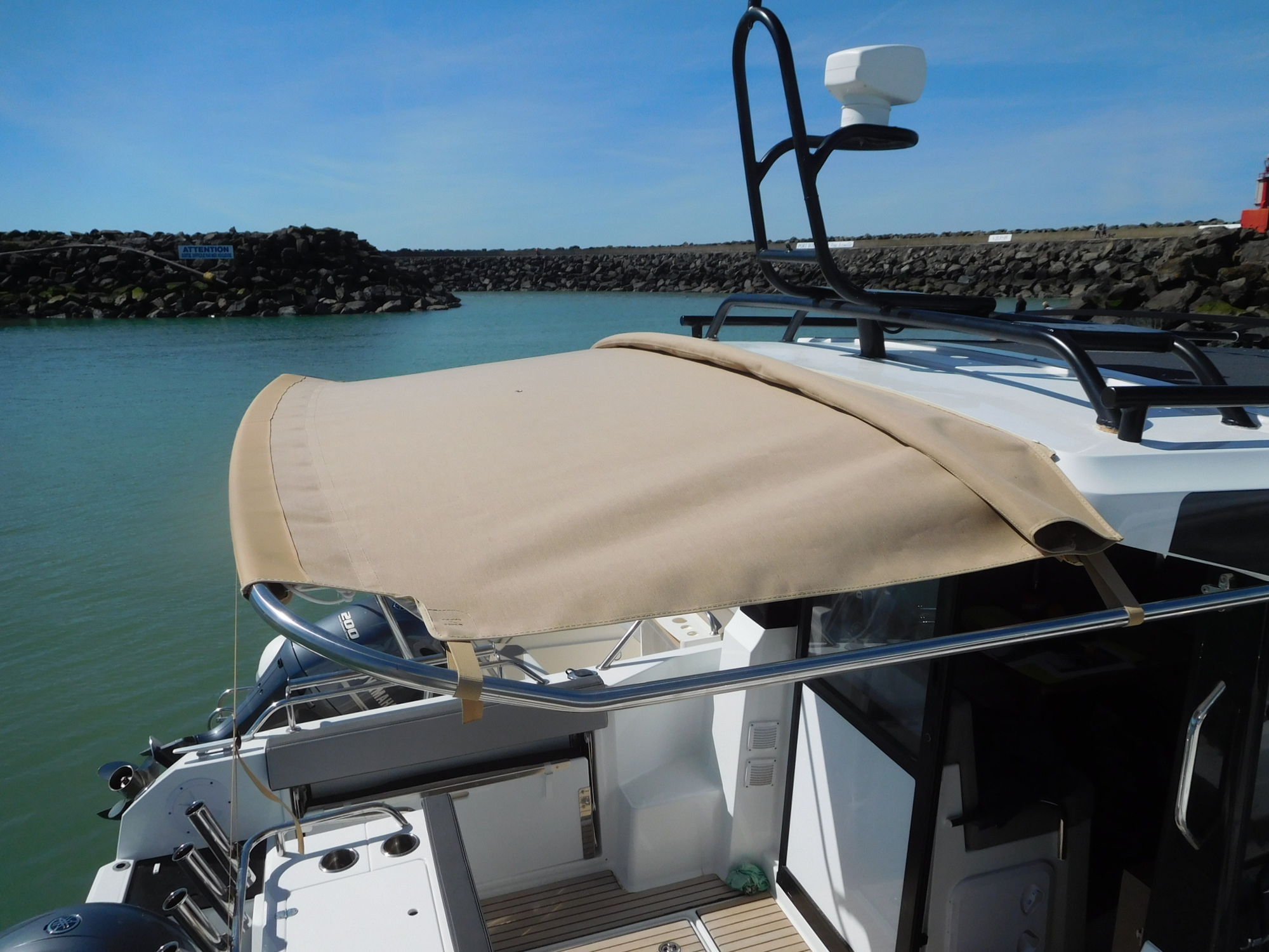 Boat sun awning - NVequipment - cockpit / stainless steel frame / with ...