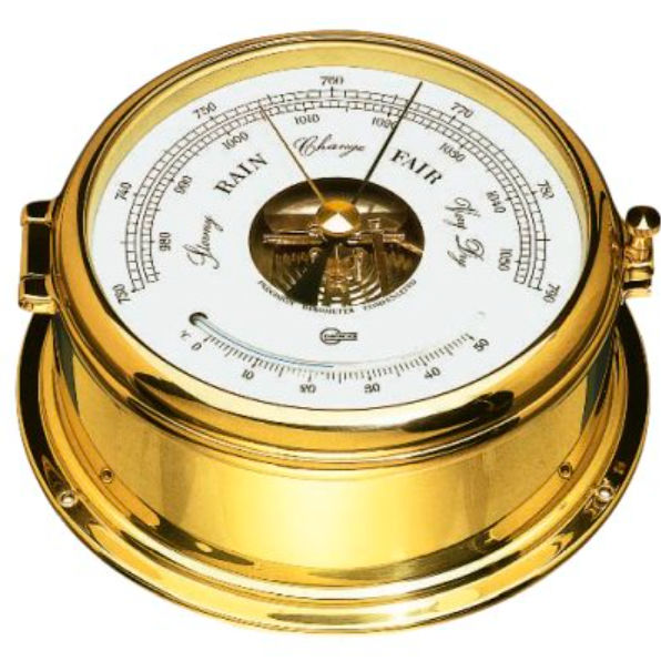 Analog barometer - 586MS - Barigo - thermometer / brass