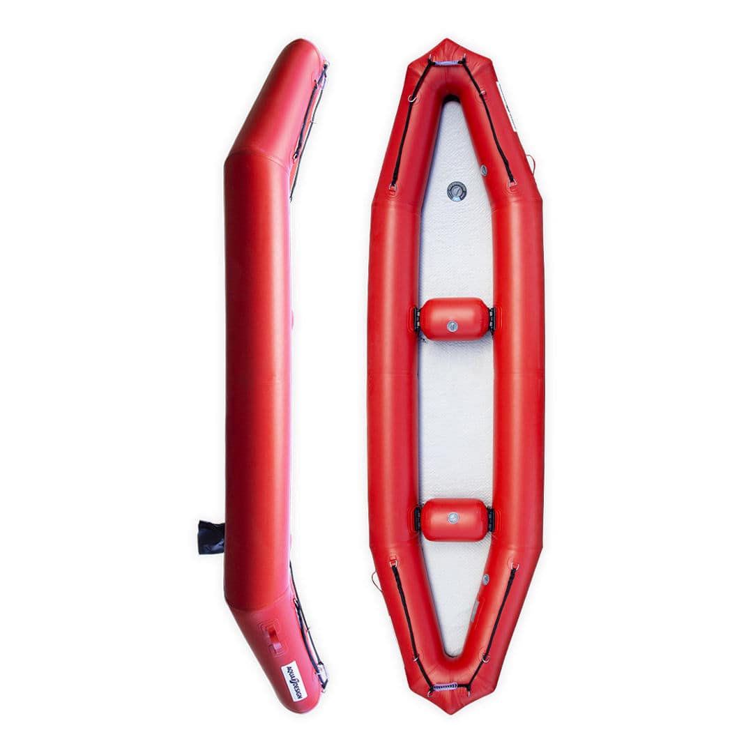 Inflatable canoe - RIO - AQUADESIGN - white-water / 2-person / red