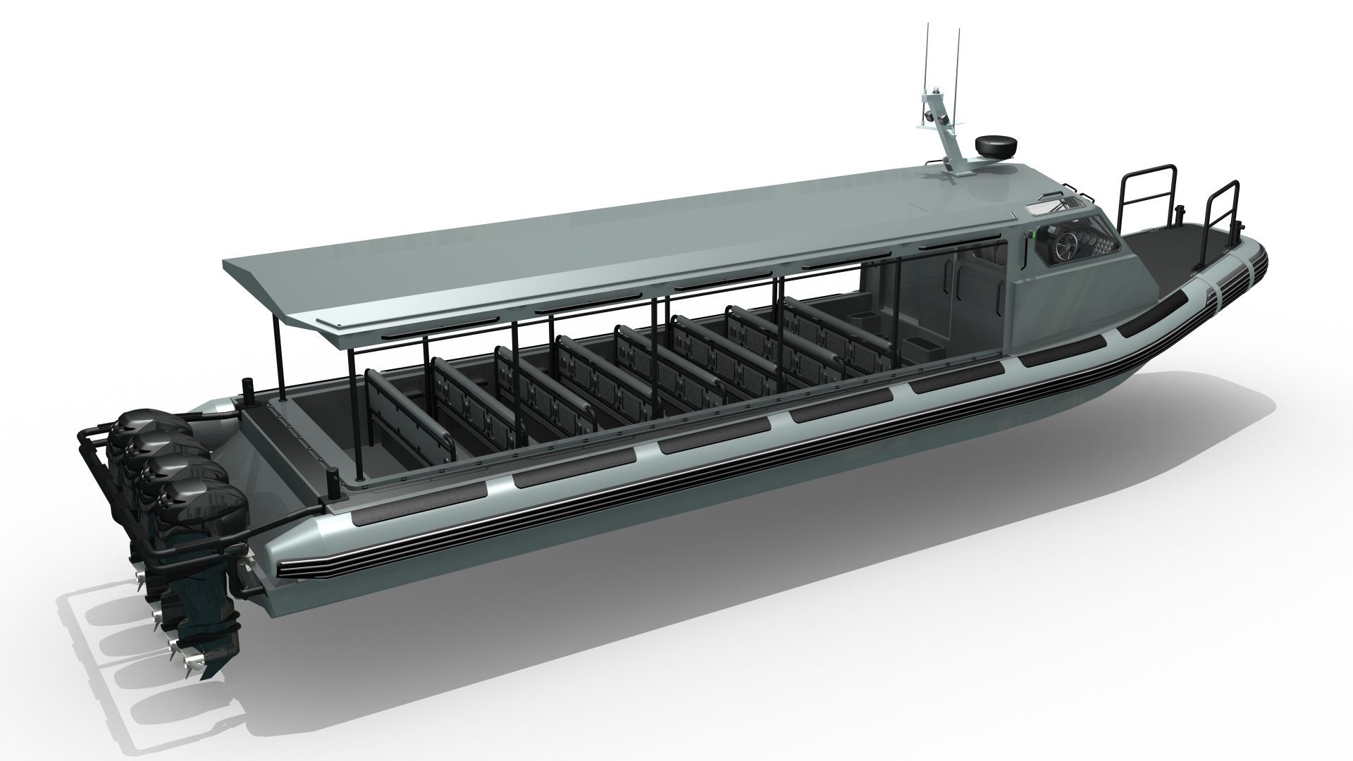 Crew boat professional boat - MR-1500 SEMI CABIN - Madera Ribs ...