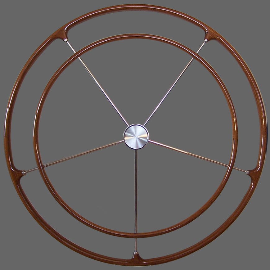 Sailboat helm wheel - V2A Doppelhandlauf - TCE-Engineering - teak / design