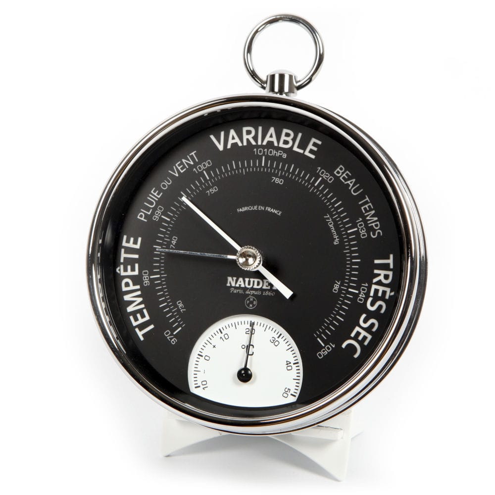 Analog barometer - DUAL FUNCTION - Naudet Dourde - thermometer / chrome