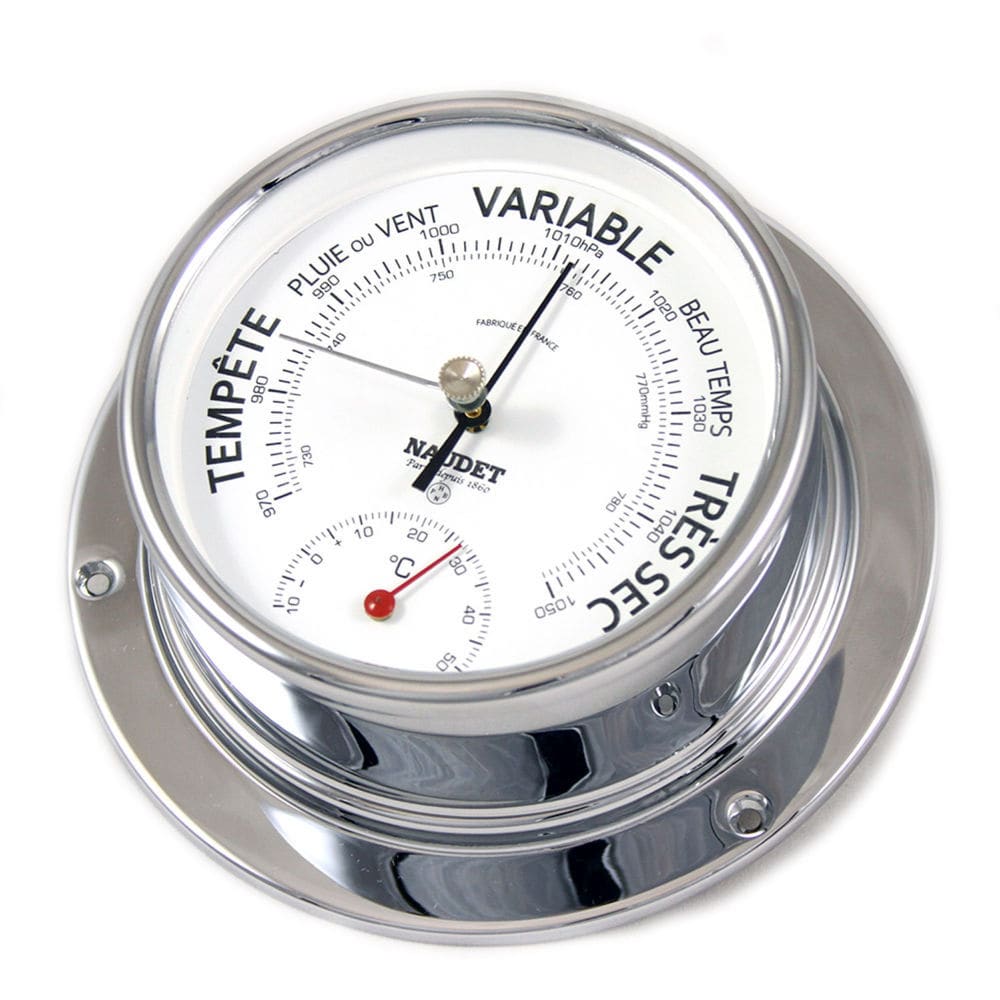 Analog barometer - DIAL 10CM - Naudet Dourde - thermometer / brass