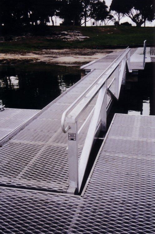 Dock gangway - Marina Dock Systems - stainless steel / with handrails