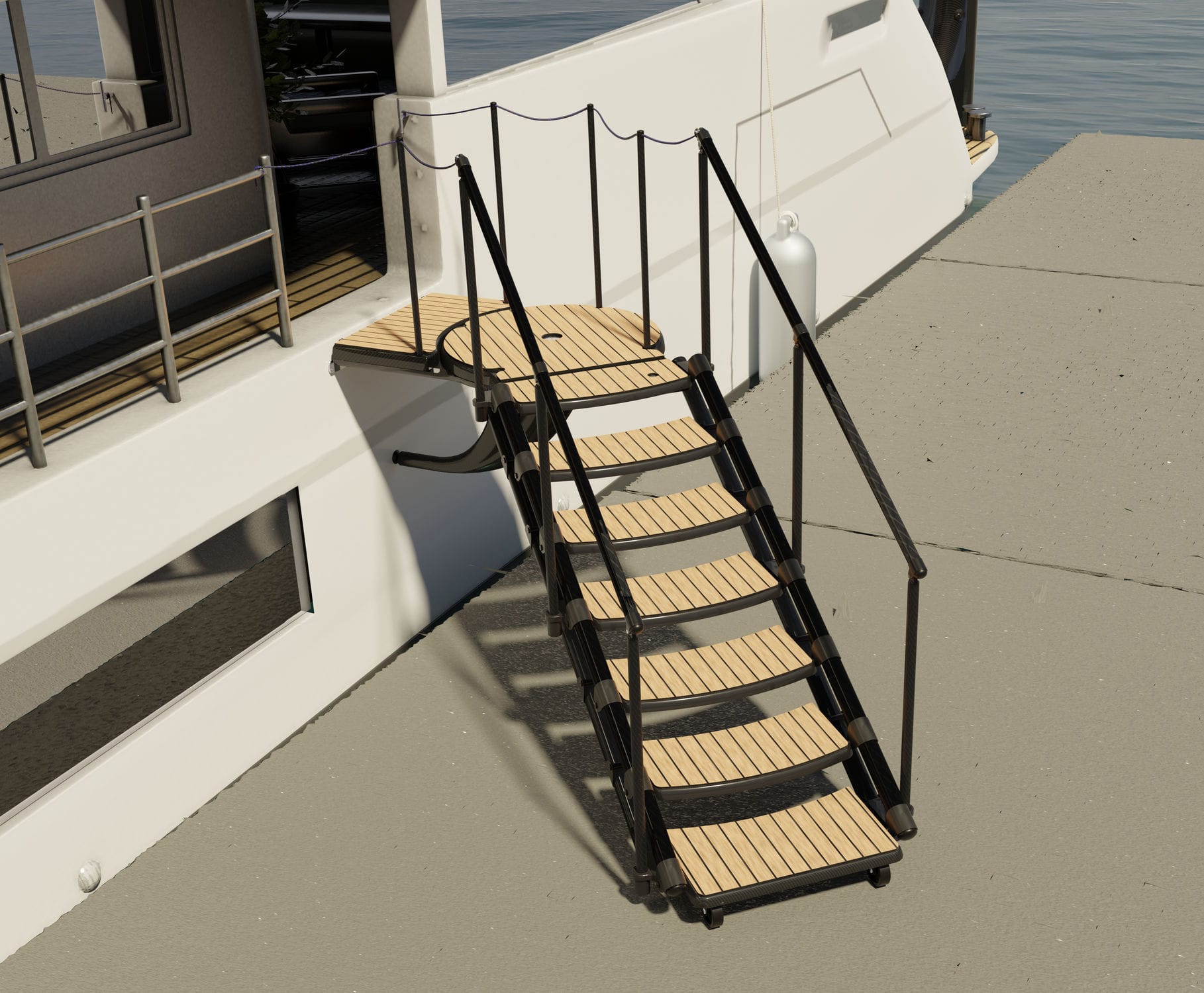 Yacht ladder - TURNER - Exit Carbon - rotating / side boarding / platform