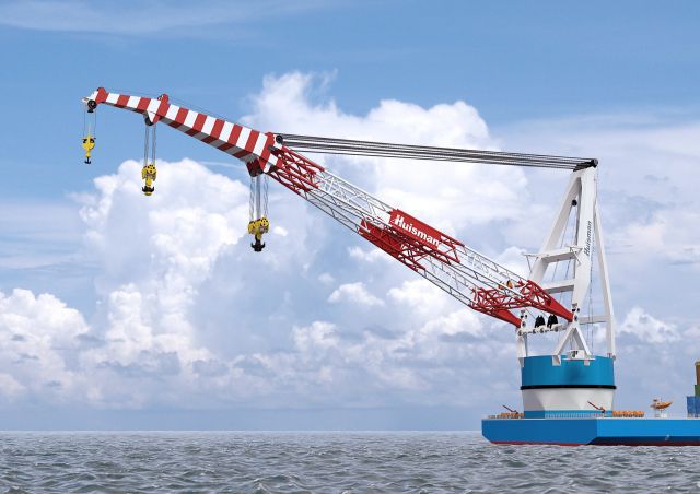 Floating crane - Huisman - for decks / luffing jib / electric