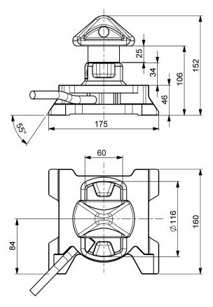 Dovetail container lashing twist lock - B-55LL - CONTAINER TECHNICS