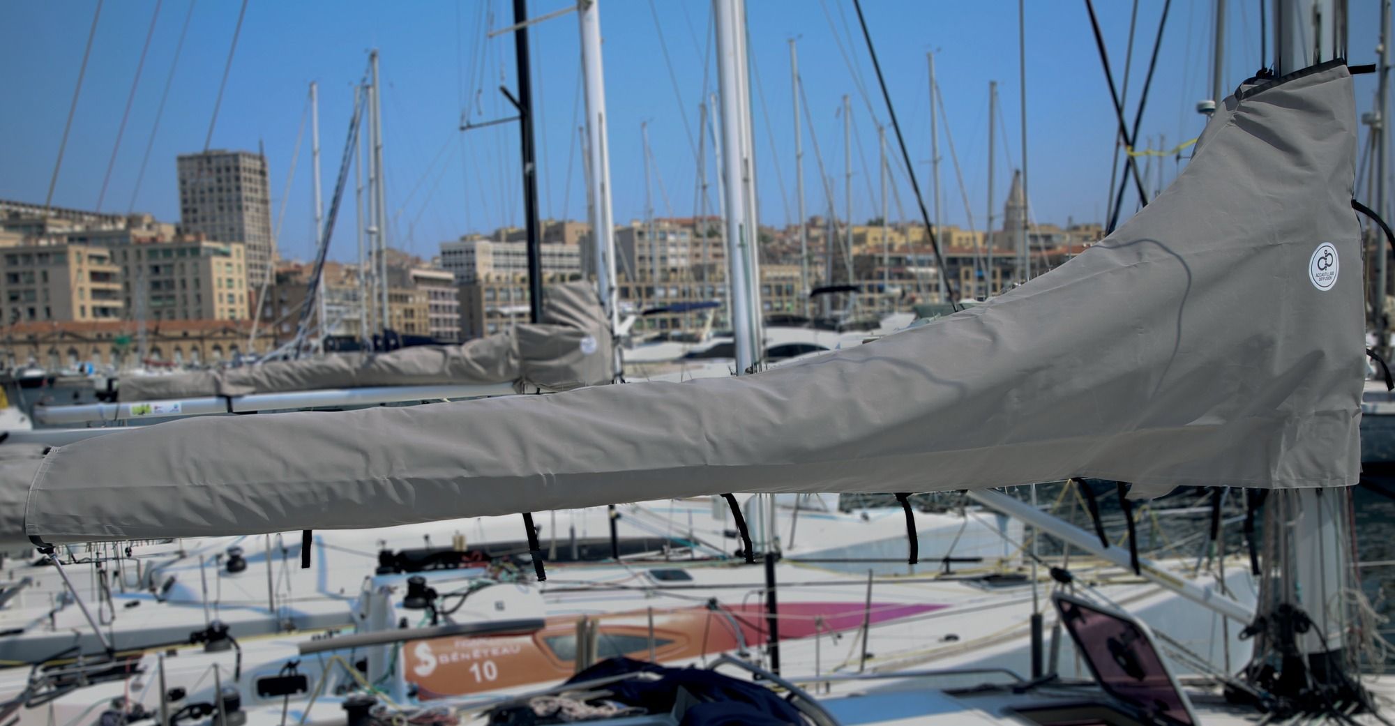 Boat protective cover - Premium - AD NAUTIC - mainsail / gray