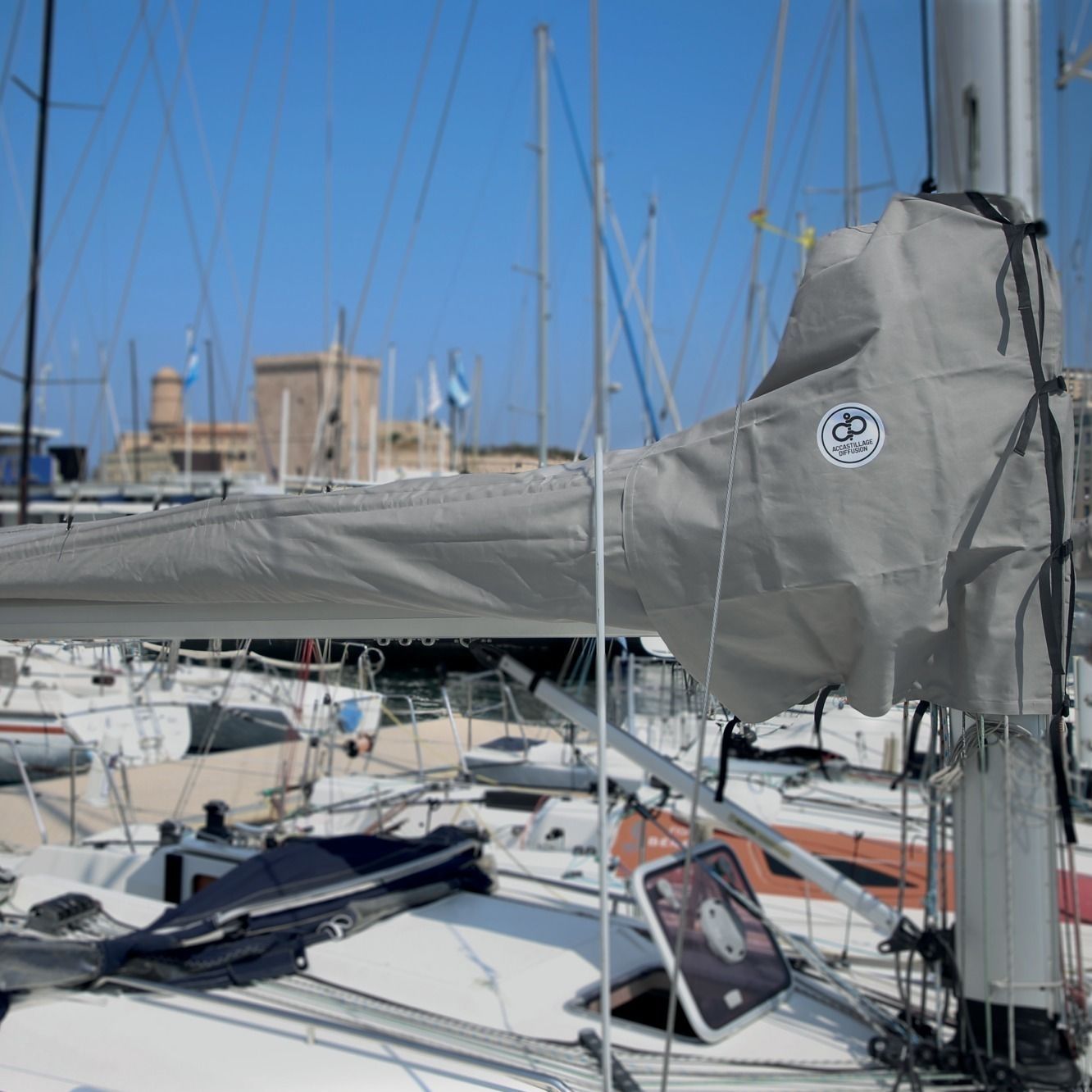 Sailboat protective cover - Lazybag - AD NAUTIC - mainsail / mast / gray