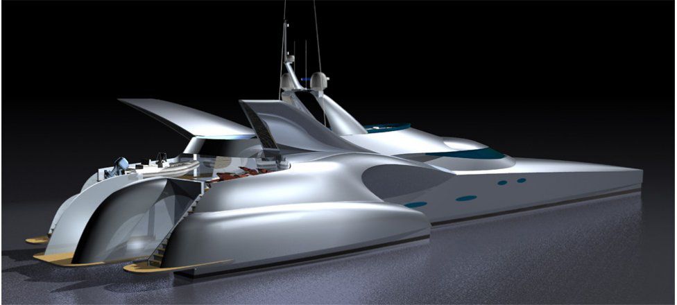 Power trimaran luxury mega-yacht - Silver Moon - LOMOcean Design ...