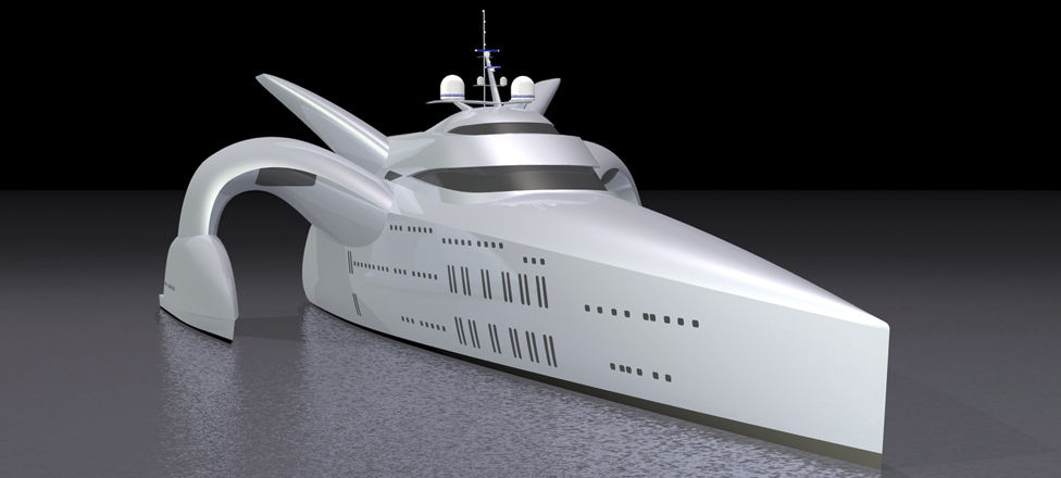Power trimaran luxury mega-yacht - Moonset - LOMOcean Design - cruising ...