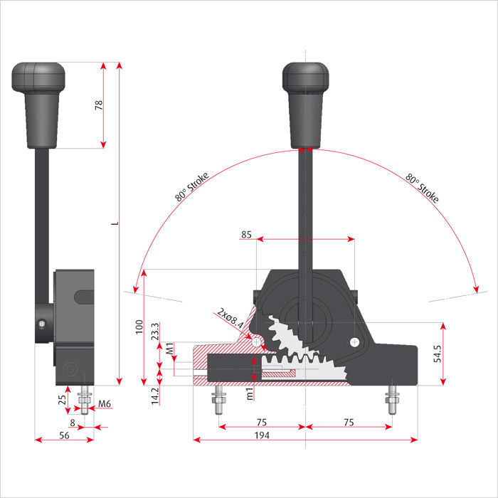 Machine control lever - E95 Series - Flexball Italiana - mechanical ...