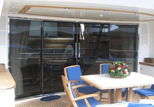 Stern sliding glass door - Tecnoinox - for yachts / sliding