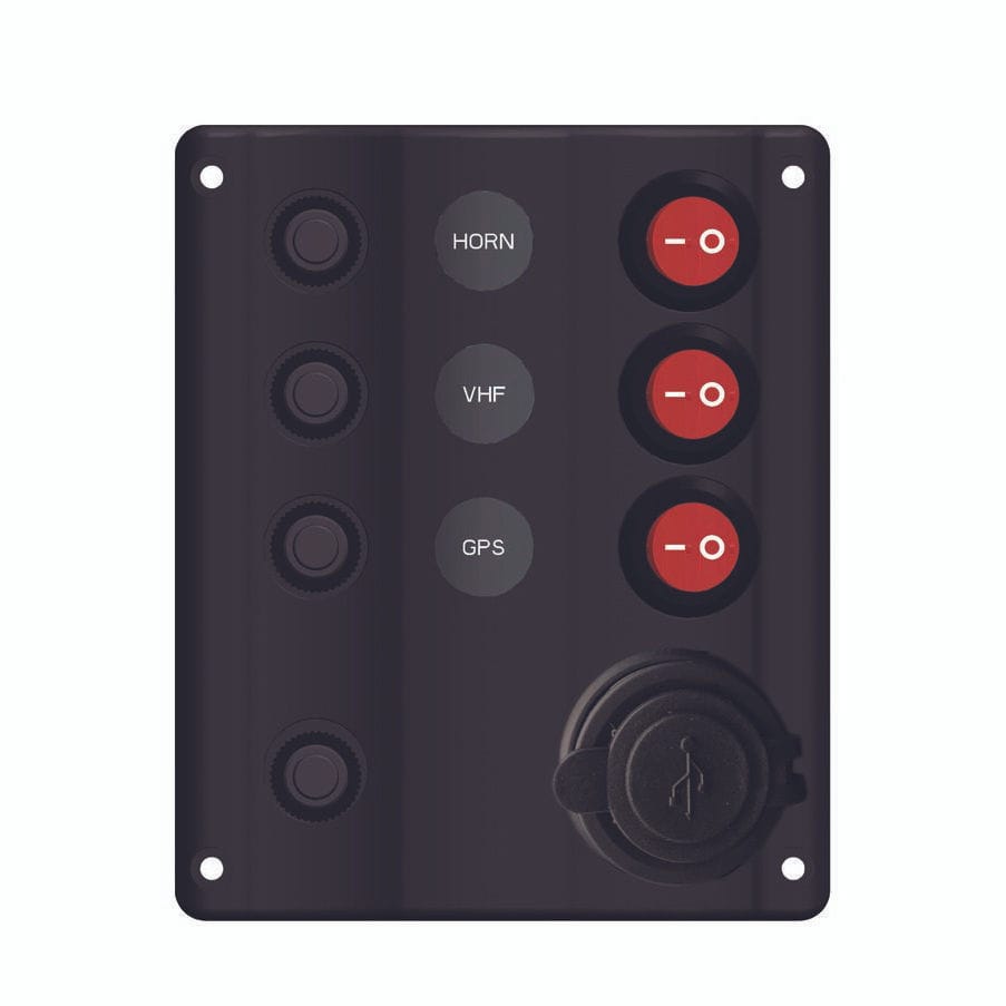 Boat switch panel - 10027-BKUAC - AAA WORLD-WIDE ENTERPRISES LTD. - waterproof / with USB port