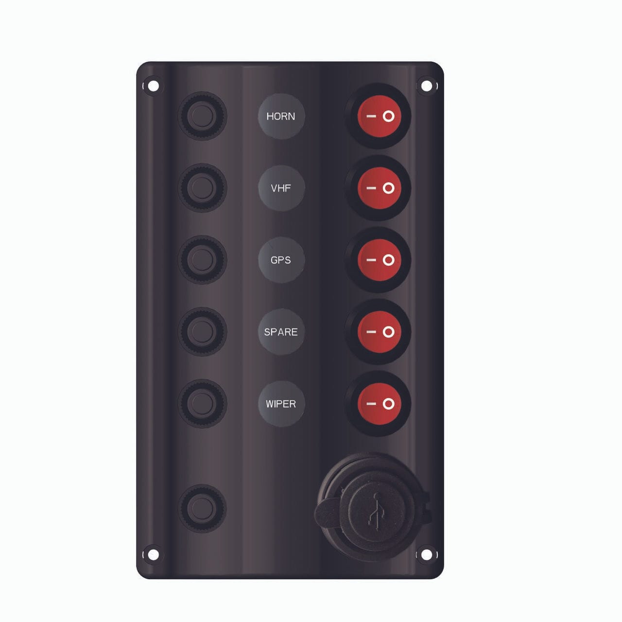 Boat switch panel - 10226-BKUAC - AAA WORLD-WIDE ENTERPRISES LTD. - waterproof / with USB port