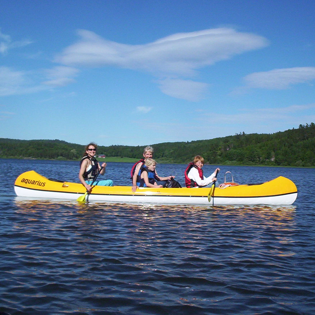 Fishing canoe - NAOMU - Aquarius - 4-person / red / blue