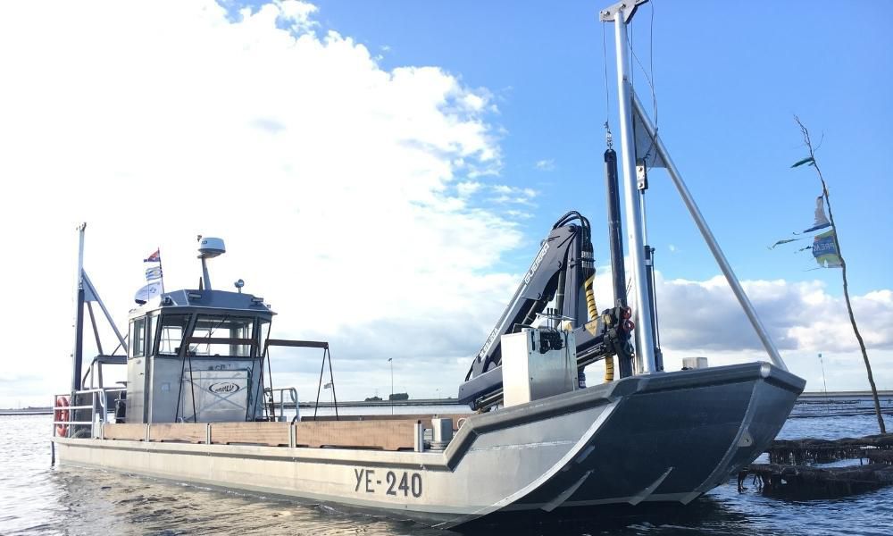 Logistics transport boat - CHALANDS À PIQUES - Navalu - outboard / aluminum