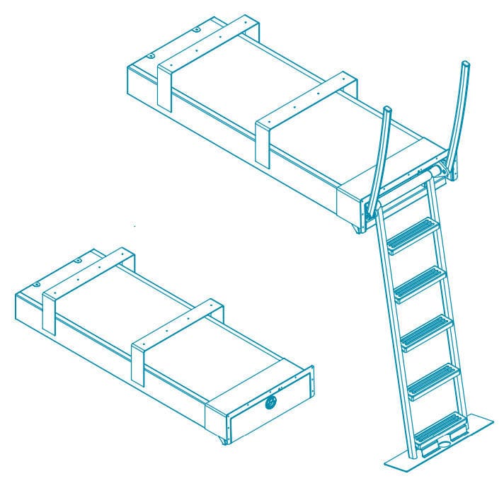 Boat ladder - 01.076 series - TR INOX - retractable / swim / transom-mount