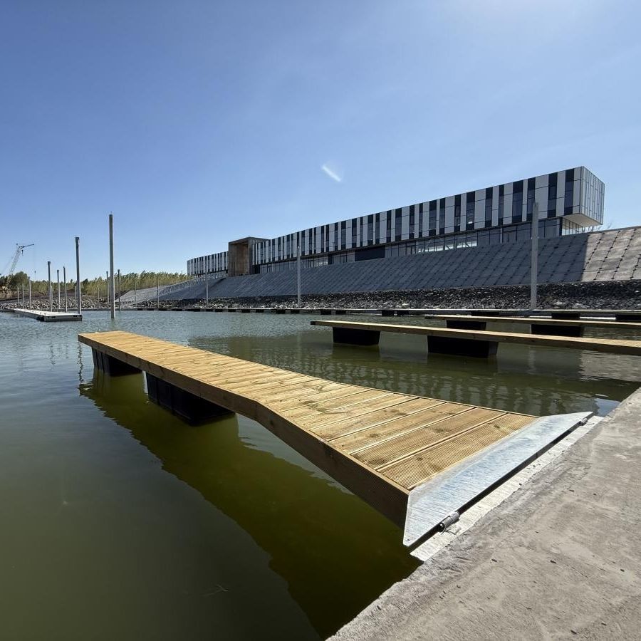 Steel dock finger - Ship Design Bmk - galvanised steel / wood / articulated