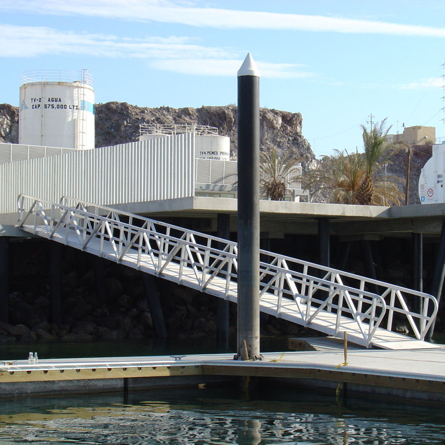 Dock gangway - Ravens Marine - aluminum / with handrails