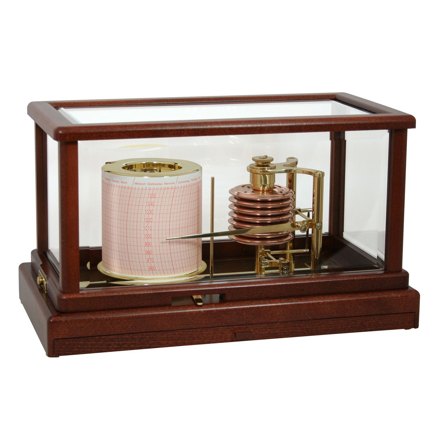 Analog barograph - 267M - Feingerätebau K. Fischer GmbH - mahogany