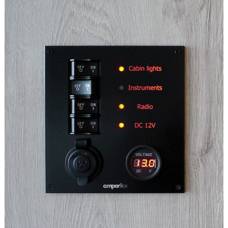 Boat switch panel - BP04RVC - amperflex - current / LED / with USB port