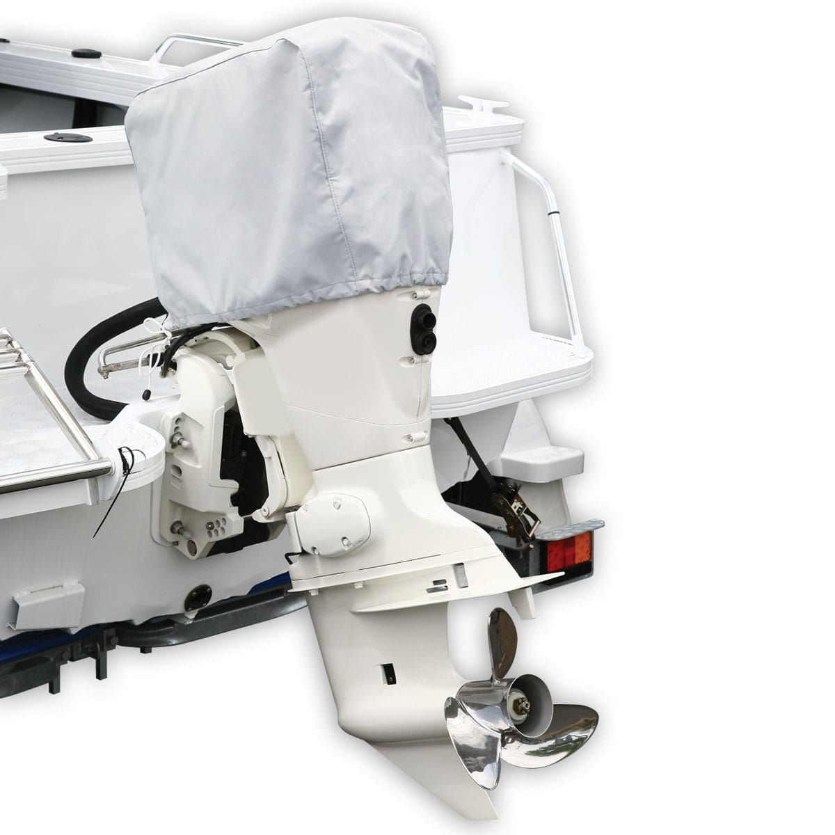Boat protective cover - MA 074P - OCEANSOUTH - outboard motor / white ...