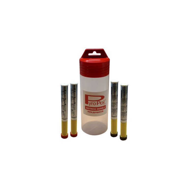 Coastal distress kit for boats (hand-held flares and smoke signals ...