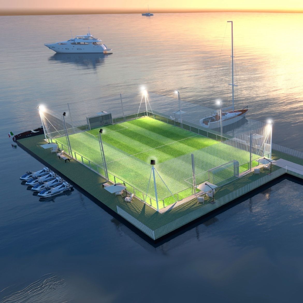Floating platform - BLUET FLOATING SOLUTIONS - for marinas / football field