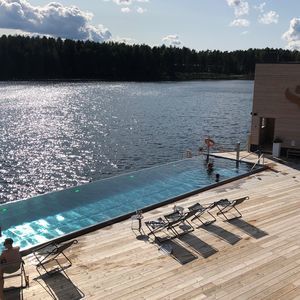 Floating swimming pool - BLUET FLOATING SOLUTIONS - heated
