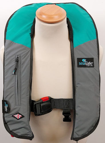 Inflatable life jacket - I-Zip – Teal & Dark Grey - Seasafe Systems Ltd ...