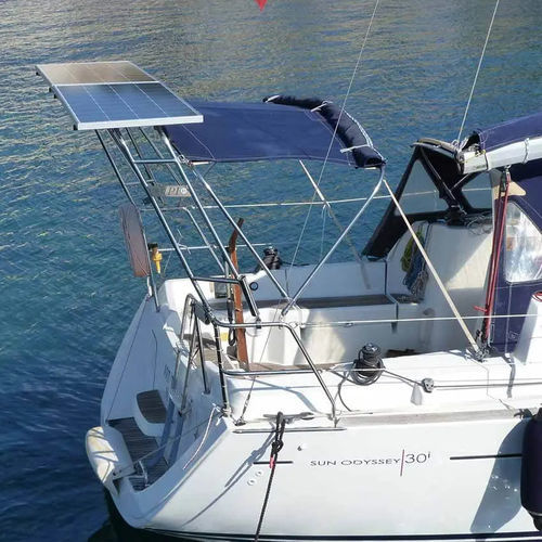 Sailboat arch - MPI-INOX - custom-made / with davit / for solar panels