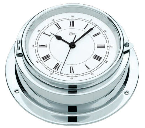 Analog clock - 1650CR - Barigo - chrome / brass