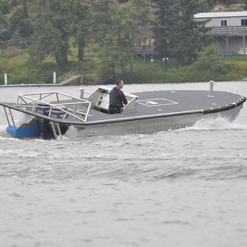 Line-handling boat - V BARGE 25' - Workskiff Inc - outboard / aluminum