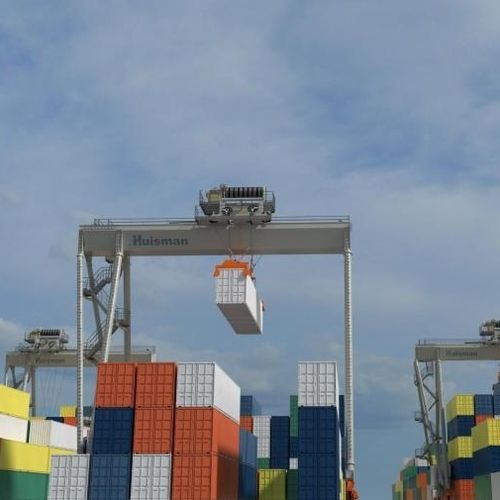 Automatic container stacking crane - Huisman