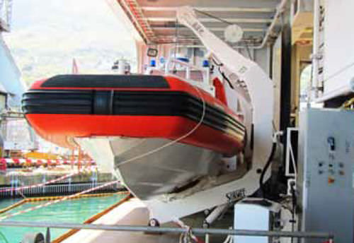 Ship davit - FRB Series - Sormec - MOB boat / hydraulic / with cradle