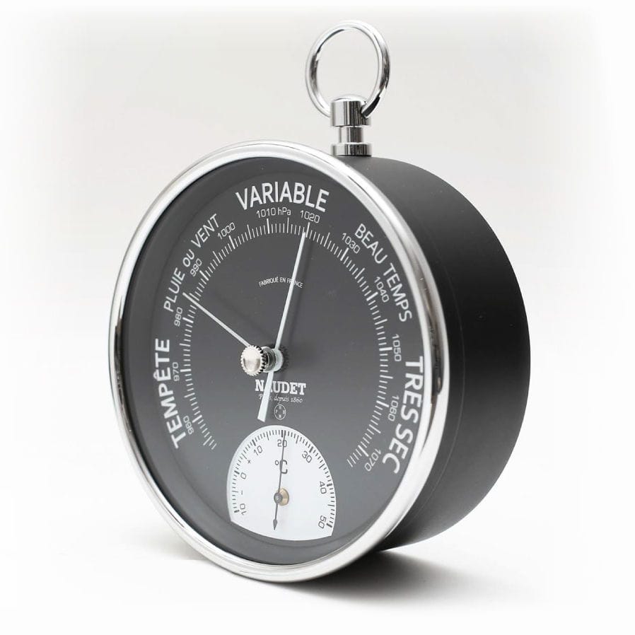 Barômetro analógico - 0/10BT - Naudet Dourde - termômetro / em cromo
